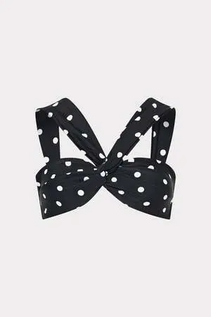 MILLY Olivia Polka Dot Bandeau Top - Black/white