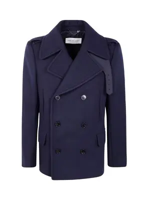 Dries Van Noten Double-breasted Rafaell Pea Coat - Blue