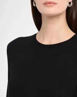 Majestic Filatures Soft Touch Crewneck Tee With Side Slits Noir