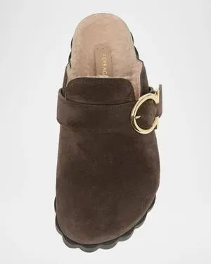 FERRAGAMO Zaida Suede Clogs