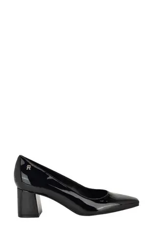 Tommy Hilfiger Block Heel Pump - Black Shiny
