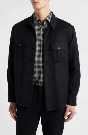 Canali Regular Fit Wool Flannel Overshirt
