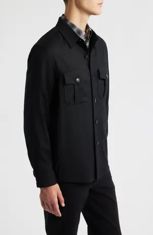 Canali Regular Fit Wool Flannel Overshirt