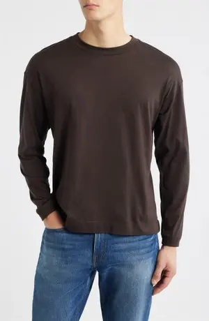 FRAME Light Long Sleeve Supima® Cotton T-shirt - Chocolate Brown