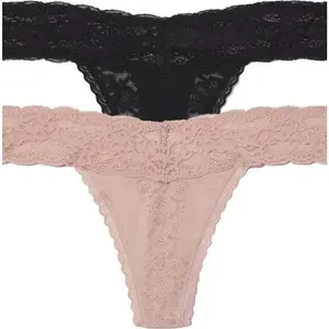 SKARLETT BLUE Goddess Lace Thong 2-pack - Black/romance