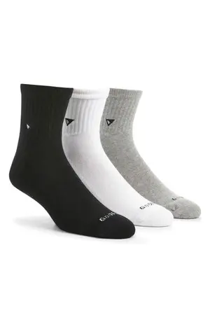 ARVIN GOODS Assorted 3-pack Quarter Crew Socks - Black/white/grey