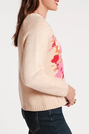 FRANCES VALENTINE Bouquet Cardigan - Oatmeal/pink