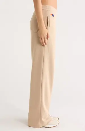Aviator Nation 5-stripe Wide Leg Sweatpants - Sand