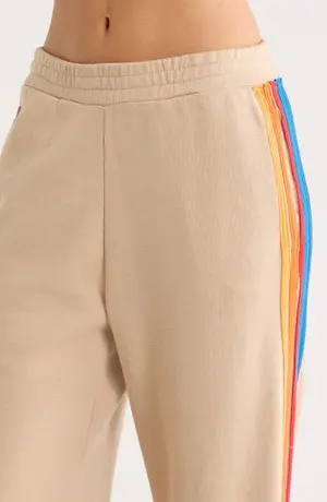 Aviator Nation 5-stripe Wide Leg Sweatpants - Sand
