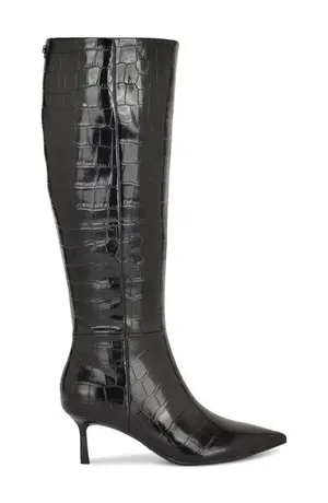 Nine West Kimdee Knee High Boots - Black Croco Print