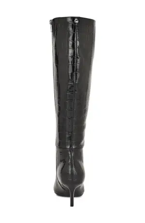 Nine West Kimdee Knee High Boots - Black Croco Print