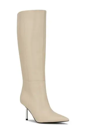 Nine West Pointed Toe Knee High Boots - Ivory