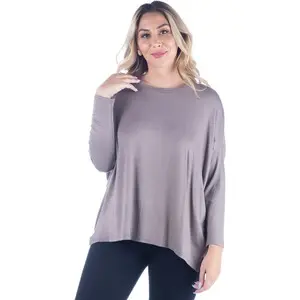 24SEVEN COMFORT APPAREL Oversized Long Sleeve Dolman Top - Purple