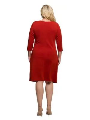 24SEVEN COMFORT APPAREL Three Quarter Sleeve Ruched Tulip Hem Mini Dress