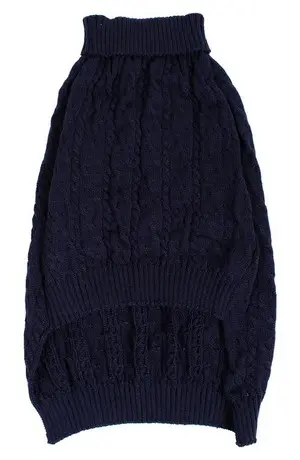 Shinola Cable Knit Dog Sweater - Navy