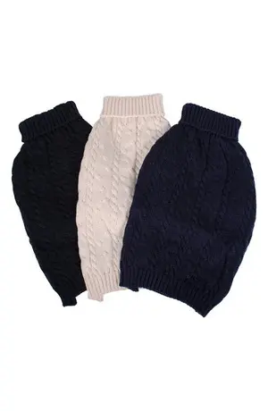 Shinola Cable Knit Dog Sweater - Navy