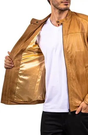MACEOO Washed Lambskin Leather Jacket