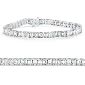 BLISS DIAMOND 15ct Emerald Cut Diamond Tennis Bracelet - 14k White Gold