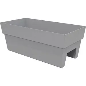 BLOEM 24 Inch Finley Deck Rail Rectangle Planter - Gray
