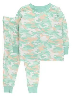 RUFFLEBUTTS Gender Inclusive Modal Blend Long Sleeve Pajama Set - Sage Trail Camo