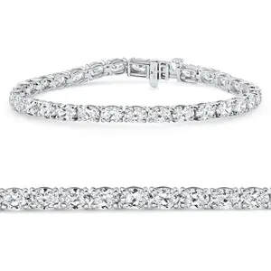 BLISS DIAMOND 10.75ct Oval Cut Lab Grown Diamond Tennis Bracelet - 14k White Gold