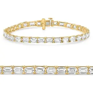 BLISS DIAMOND 12ct Emerald Cut Diamond Tennis Bracelet - 14k Yellow Gold