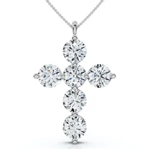 BLISS DIAMOND 6ct Diamond Cross " Pendant Necklace - White Gold