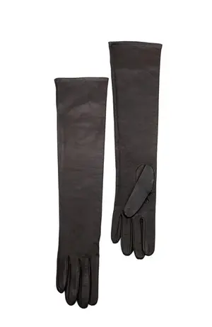 Portolano Long Leather Gloves With Cashmere Lining - Chocolate