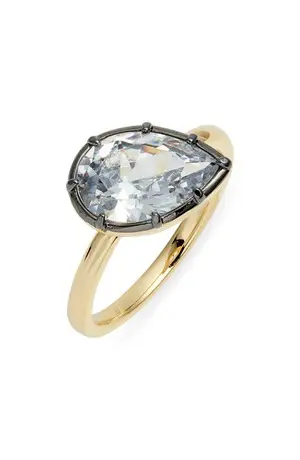 Nordstrom Georgian Cubic Zirconia Ring - Clear- Black- Gold