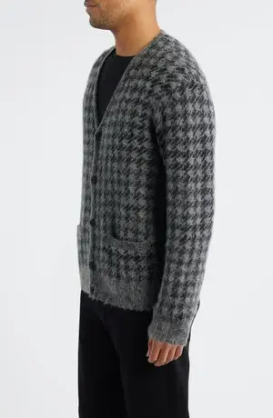 ALLSAINTS Zain Houndstooth Cardigan - Charcoal Grey