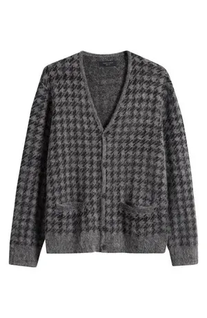 ALLSAINTS Zain Houndstooth Cardigan - Charcoal Grey