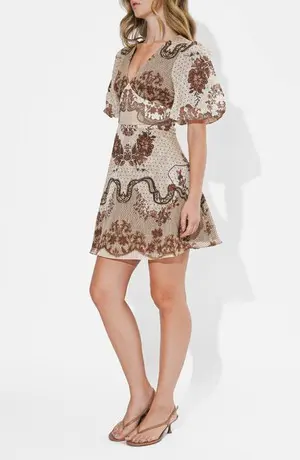 Adelyn Rae Abigail Placed Print Minidress