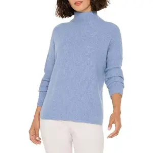 NIC+ZOE Waffle Stitch Funnel Neck Sweater - Dusty Moonstone