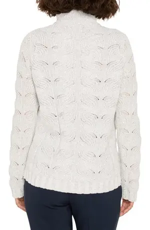 NIC+ZOE Sparkle Cable Stitch Cotton-blend Sweater - Reflection