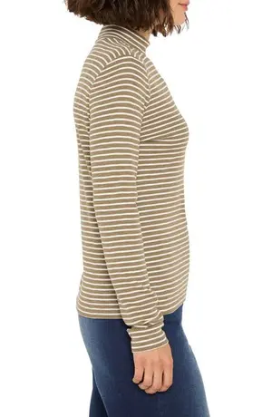 NIC+ZOE Stripe Long Sleeve Mock Neck T-shirt