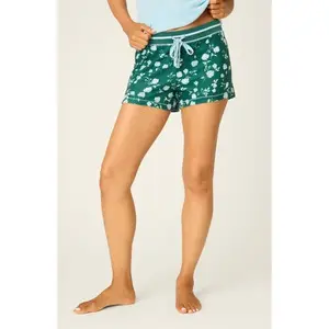 PJ Salvage Winter Land Floral Thermal Velour Pajama Shorts - Dark Forest