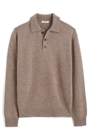 Madewell Merino Wool Polo Sweater - Heather Grey
