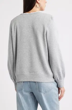 Caslon Crystal Bow Embellished Sweatshirt