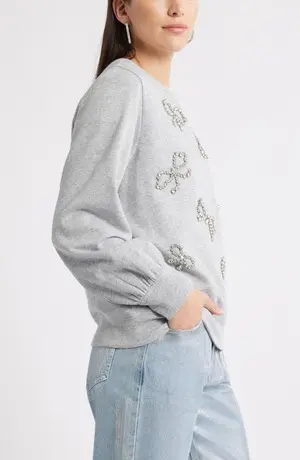 Caslon Crystal Bow Embellished Sweatshirt