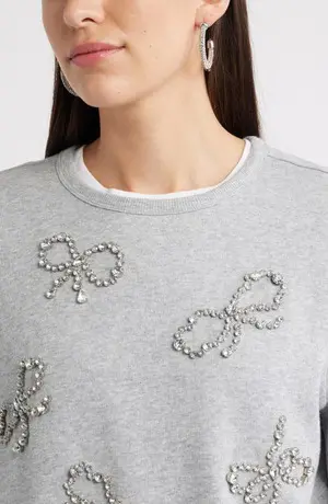 Caslon Crystal Bow Embellished Sweatshirt