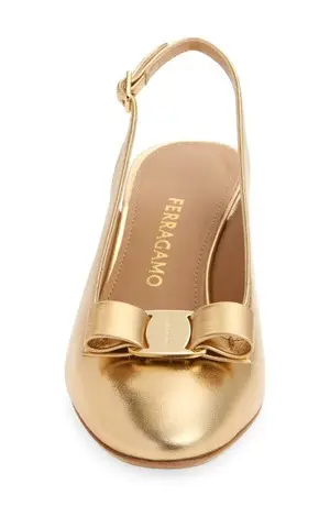 FERRAGAMO Vetty Slingback Pump - Gold Lux Fondo Beige Biscotto