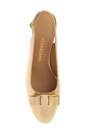 FERRAGAMO Vetty Slingback Pump - Gold Lux Fondo Beige Biscotto