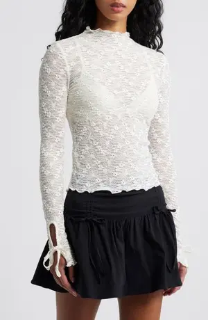 Bp. Funnel Neck Lace Top - Ivory