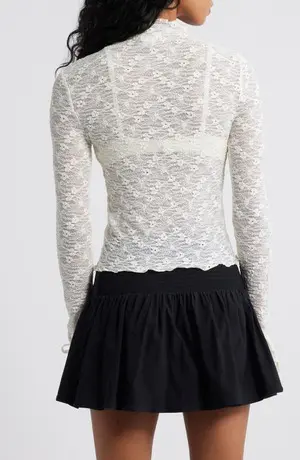Bp. Funnel Neck Lace Top - Ivory