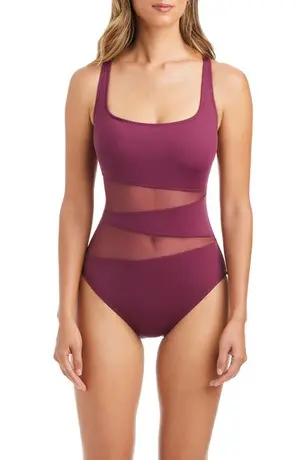 ROD BEATTIE Crisscross Open Back One-piece Swimsuit - Plum