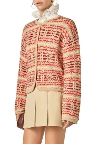 English Factory Textured Stripe Wool-blend Jacket - Tan Multi