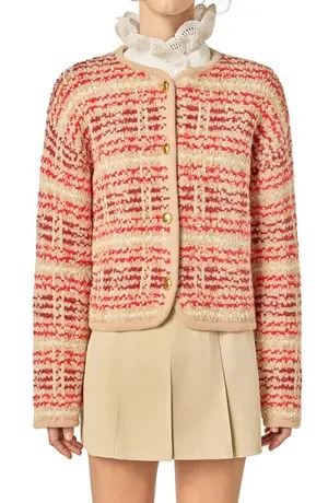 English Factory Textured Stripe Wool-blend Jacket - Tan Multi