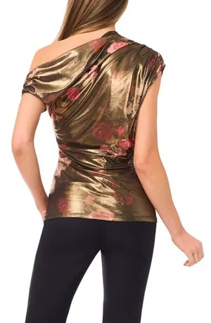 Ted Baker London Metallic Floral One-shoulder Top