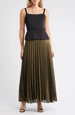 Julia Jordan Mixed Media Pleated Dress