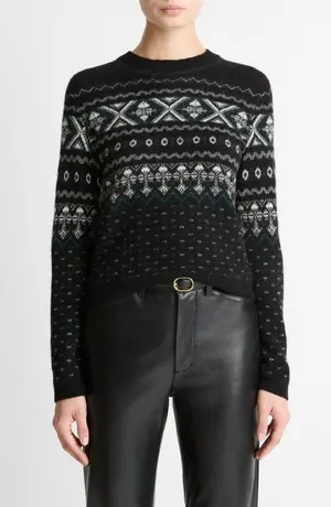 Vince Fair Isle Boiled Cashmere Sweater